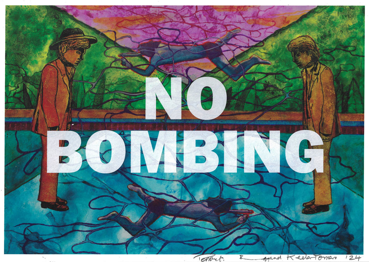 "No Bombing" original collaborative artwork by Richard Pendry and Mark ...