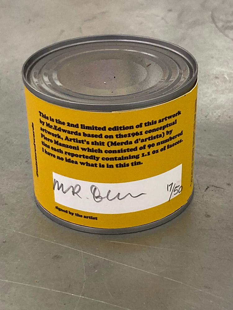 "Art is shit" limited edition tin can by Mister Edwards - atomgallery.co.uk