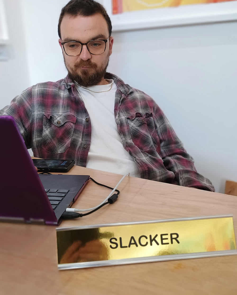 Hand printed desk sign - atomgallery.co.uk